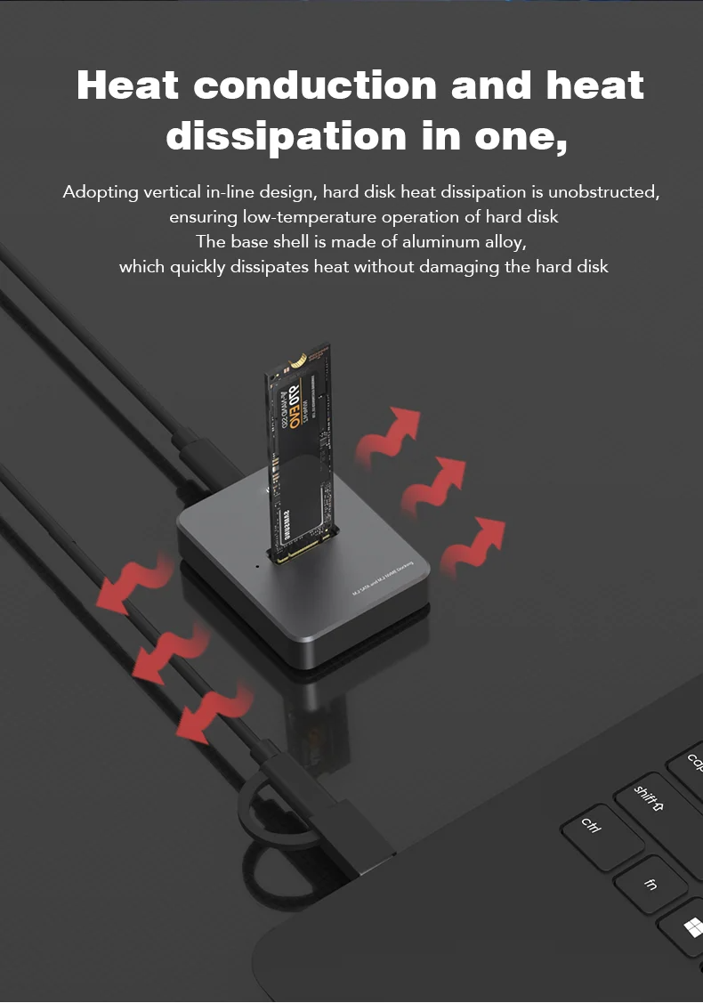 M2 SSD Case NVMe/SATA Enclosure 10Gbps HDD Docking Station M.2 Base ...