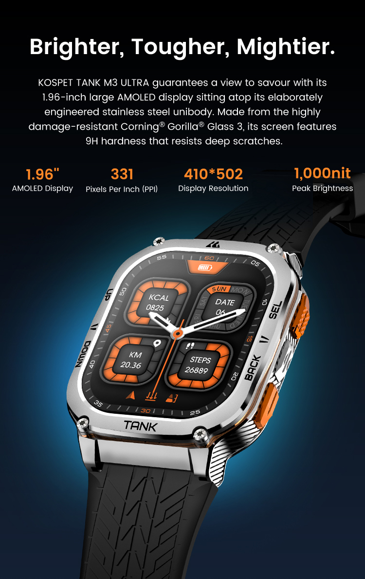 KOSPET Military Smartwatch For Men with GPS 100M Waterproof 60 Days ...