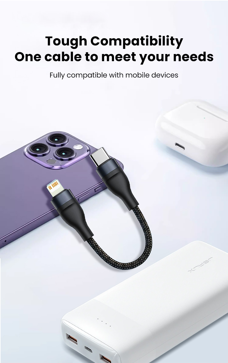 66W 25CM Power Bank Phone Cord Wire USB Type C to USB C Fast Charging ...