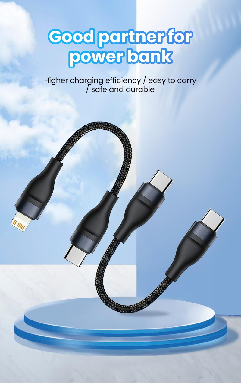 66W 25CM Power Bank Phone Cord Wire USB Type C to USB C Fast Charging ...