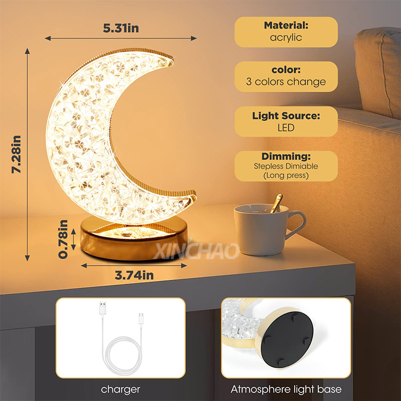 XinChao Bedside Lamp Led Touch Control Table Lamp 3 Color Dimmable USB ...
