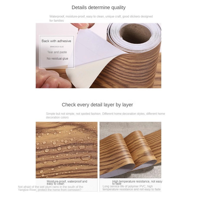 Door frame edge wrapping with self-adhesive wood grain wall sticker, color change, wall corner ...