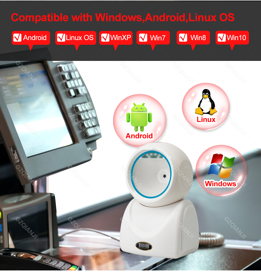 Barcode Scanner 2D Desktop Plug and Play Automatic Sensing Data Matrix ...