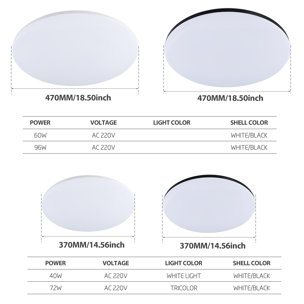 Ding Dian LED Moden Ceiling Light Tricolor White light 370MM/470MM ...