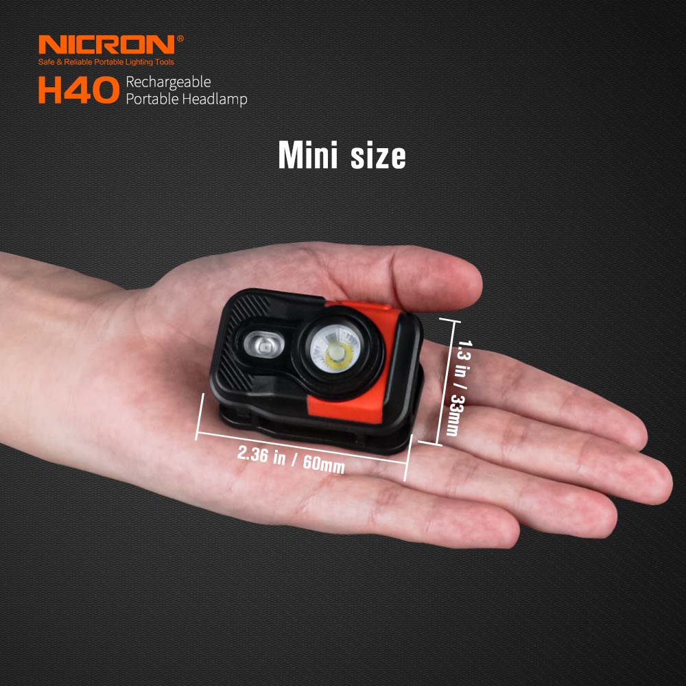 NICRON H40 LED Headlight 700LM Type-C Rechargeable Headlamp High ...