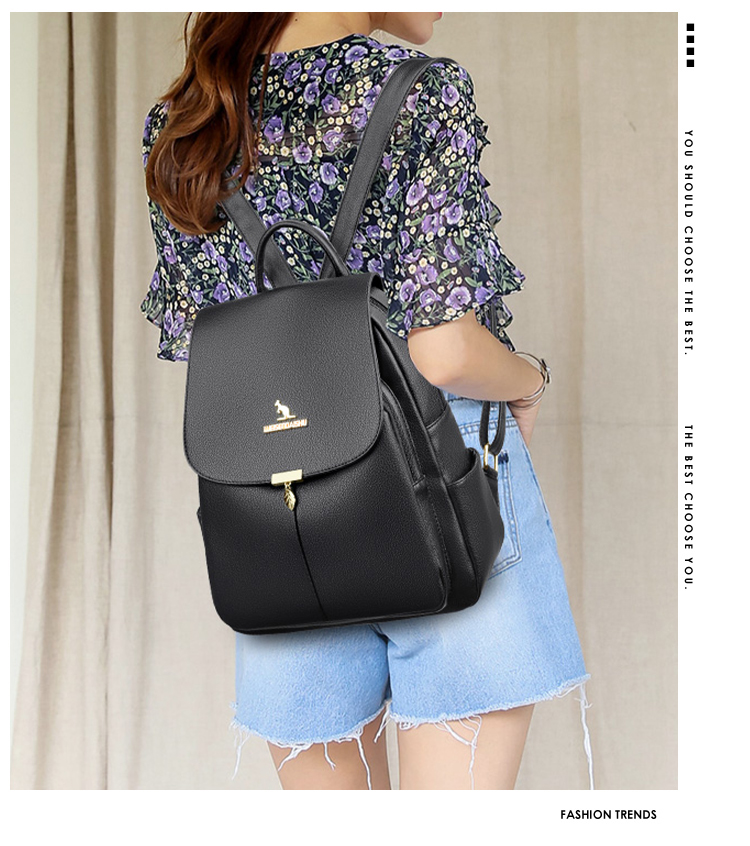 Fashion Soft Leather Backpack Women Backpack Large Capacity Portable ...