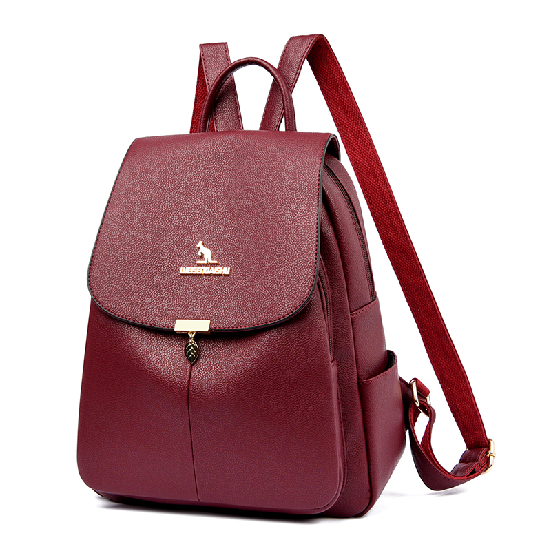Fashion Soft Leather Backpack Women Backpack Large Capacity Portable ...