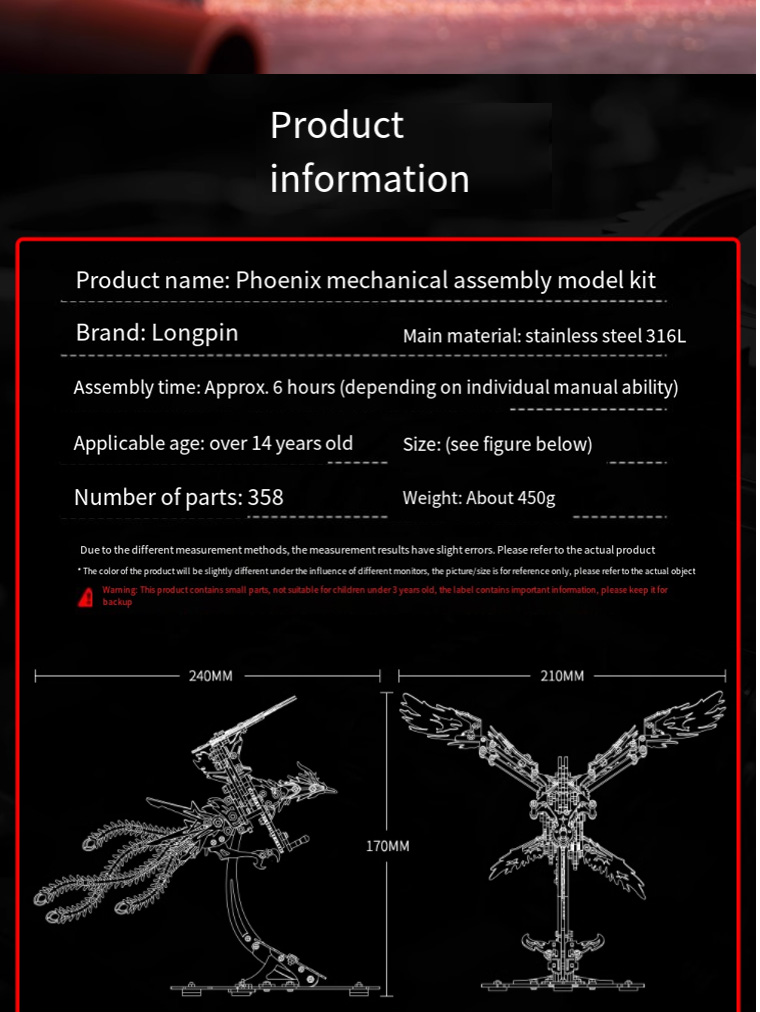 Longpln Mechanical Phoenix Assembled Mechanical Phoenix All-Metal Model ...