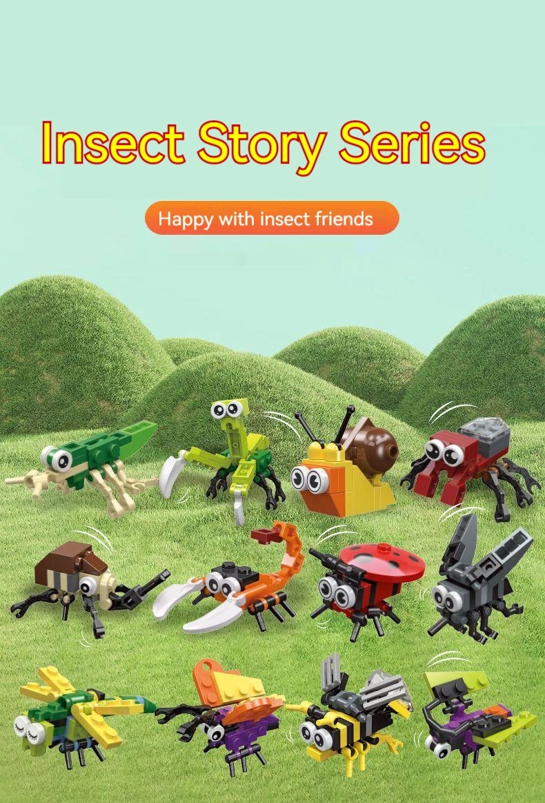 Mini Insect Series Building Block Ladybug Dragonfly Butterfly Snail ...