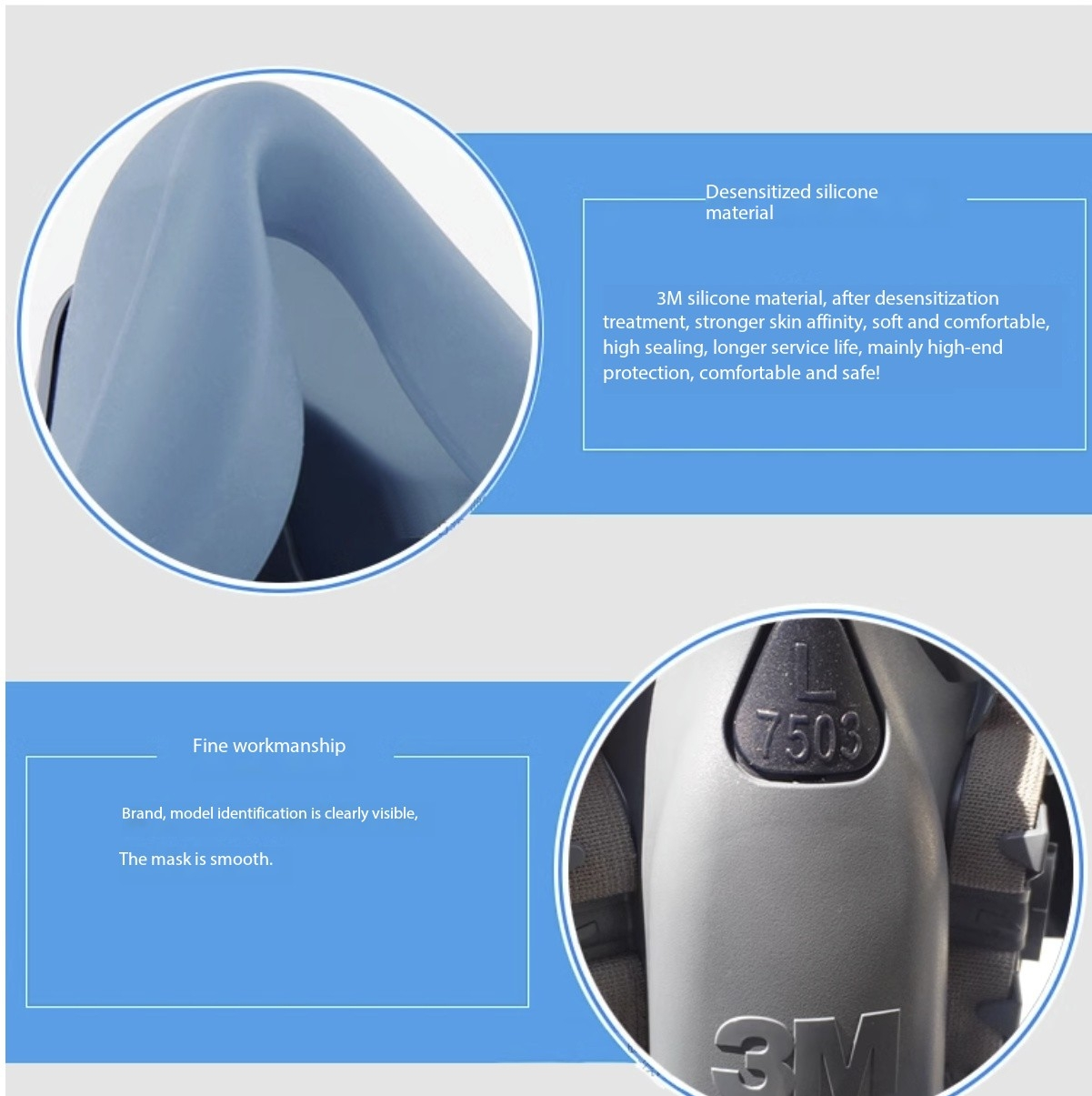 3M 7503 Respirator Painting Spraying Face Gas Mask Half mask comfort ...