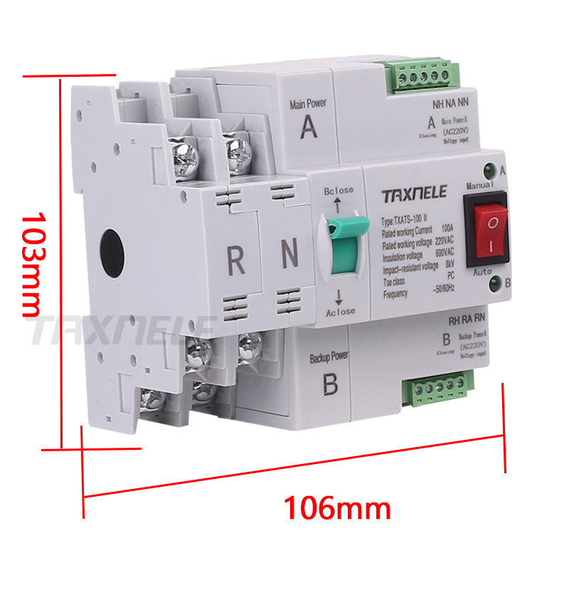 TAXNELE Dual Power Automatic transfer switch 2P 4P 100A ATS Circuit ...