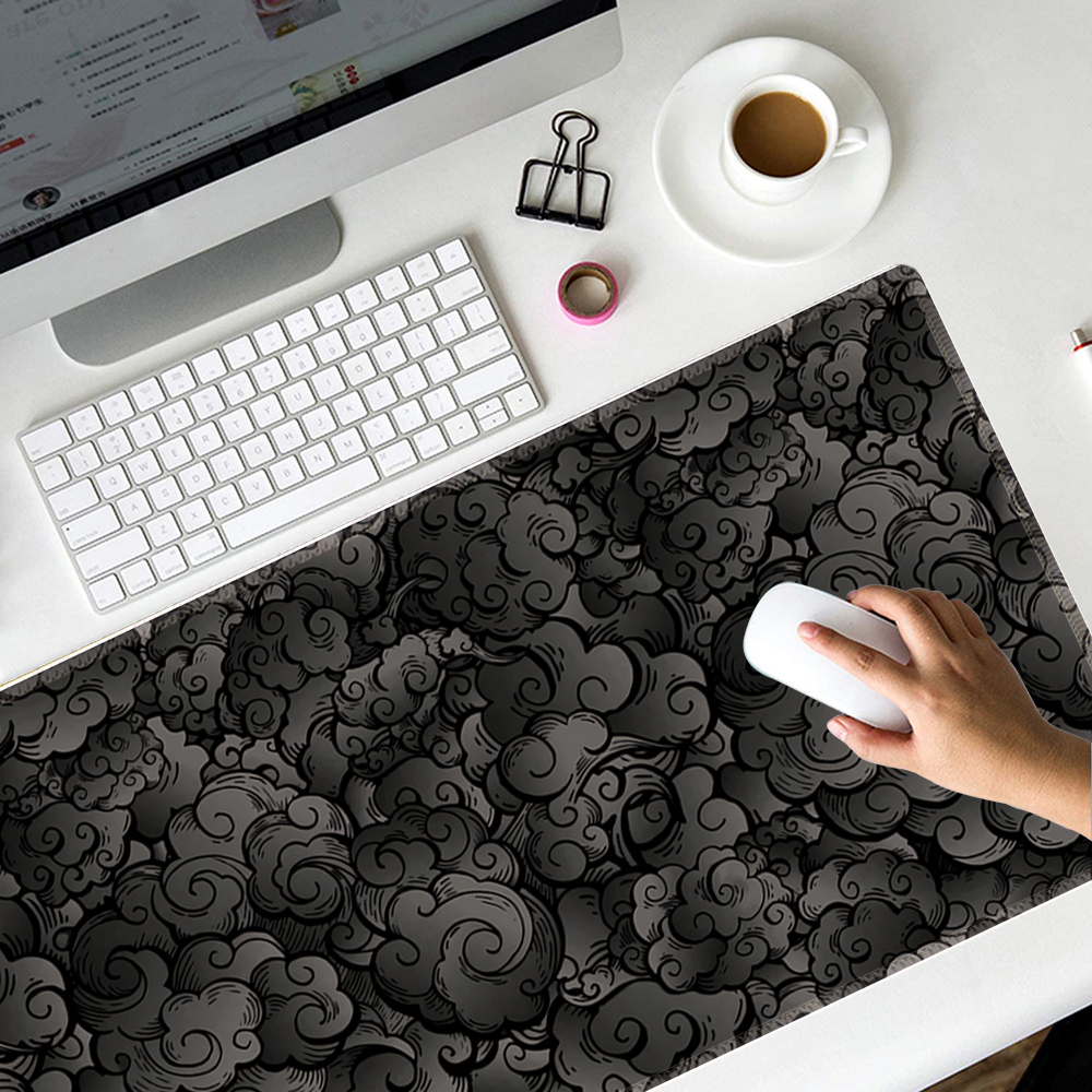 Black Japanese Clouds Mouse Pad Gaming XL Home New HD Mousepad XXL keyboard pad Non-Slip Office ...