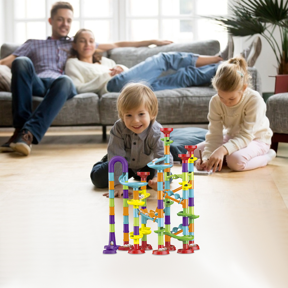 [Lowest] 113PCS 3D Big Marble Run Maze Balls Toys Set DIY Construction ...