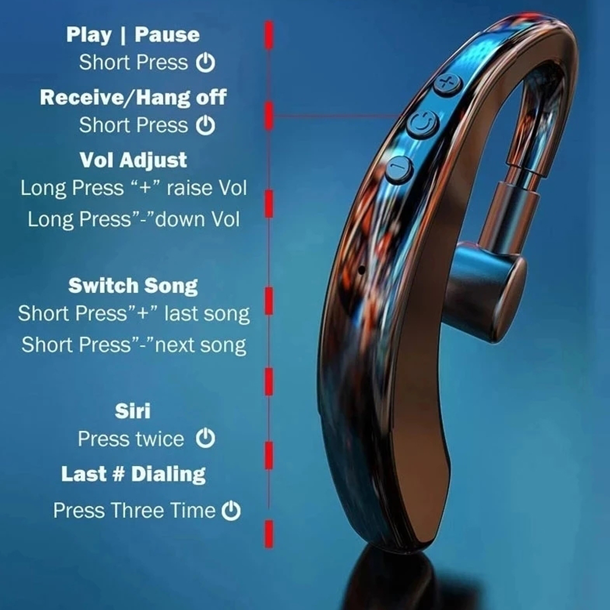 S109 Left Right Wear Single Ear Car Sports Bluetooth Headset | Shopee ...