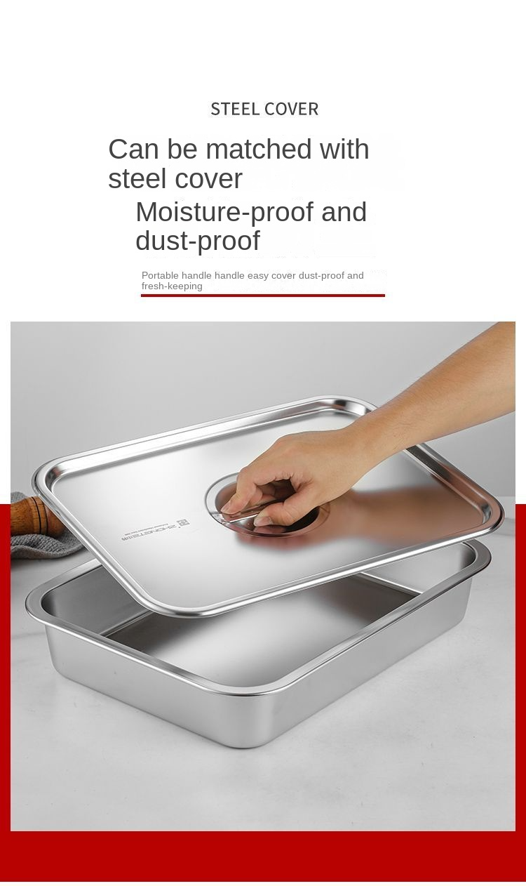 304 Stainless Steel Square Basin with Lid Set Rectangular Basin ...