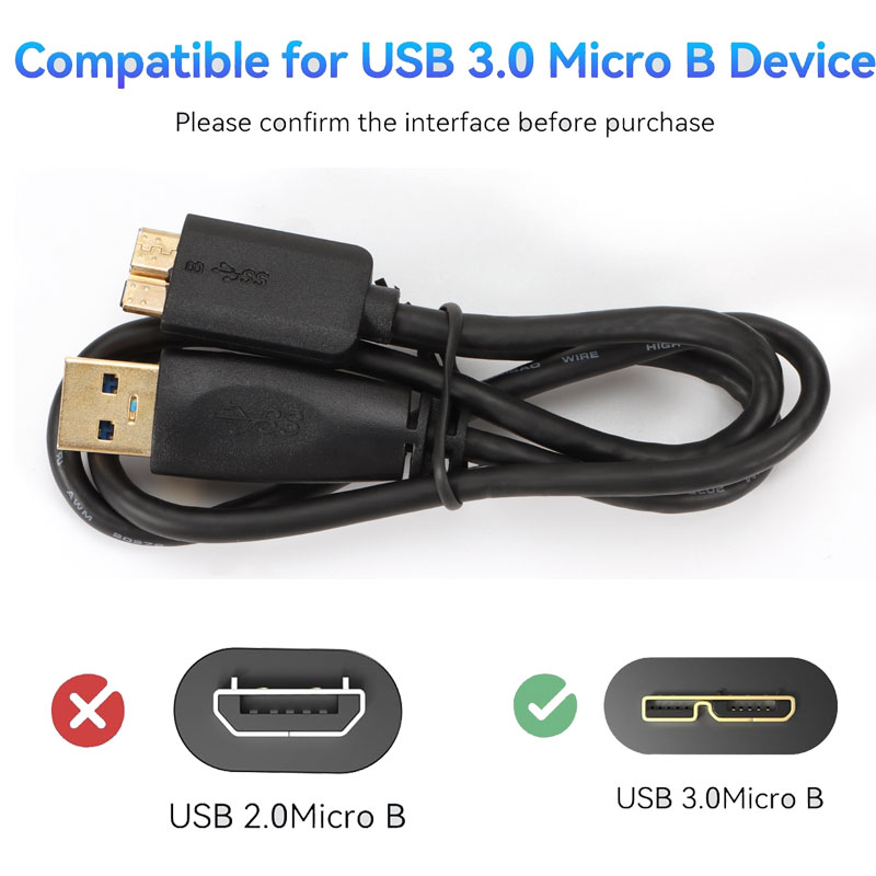 Micro USB 3.0 Cable USB 3.0 Type A Male to Micro B Cord Compatible with ...