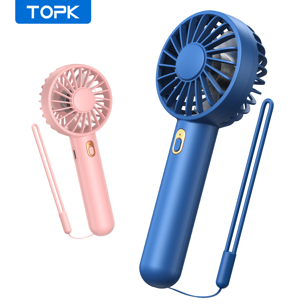 TOPK Mini Fan Rechargeable 1800mAh Battery Portable handheld fan 3 ...