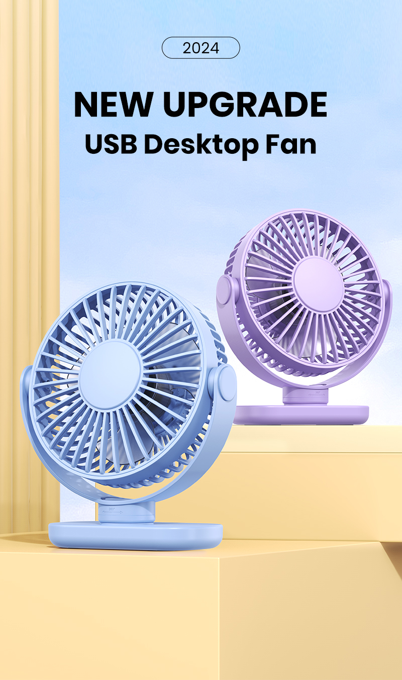 TOPK USB Small Desk Mini Portable Fan 3 Speeds Quiet Desktop Fan 360 ...
