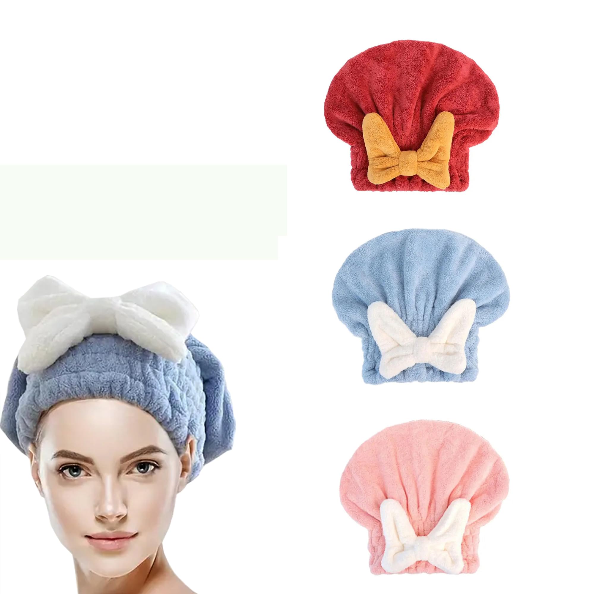 1PC Cute Hair Dry Cap Hat Girl Soft Super Water Absorbent Elastic Wrap ...