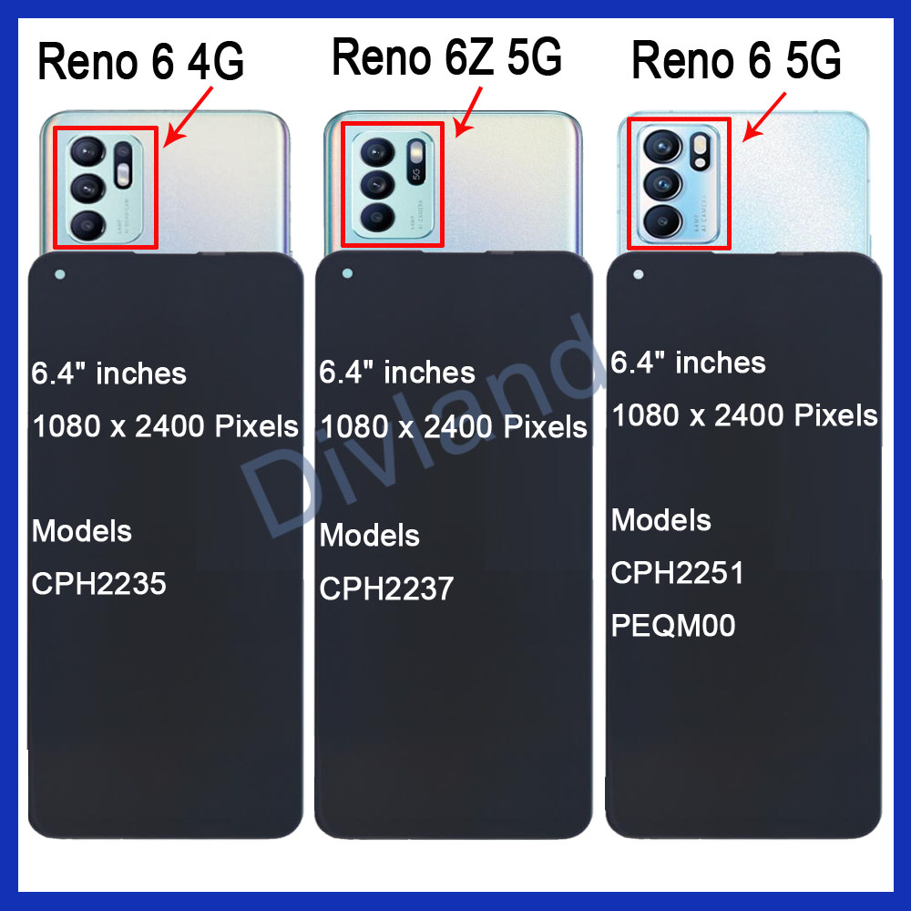OLED TFT OPPO Reno 6 4G Reno 6 5G Reno 6Z 5G LCD Display Touch Screen ...