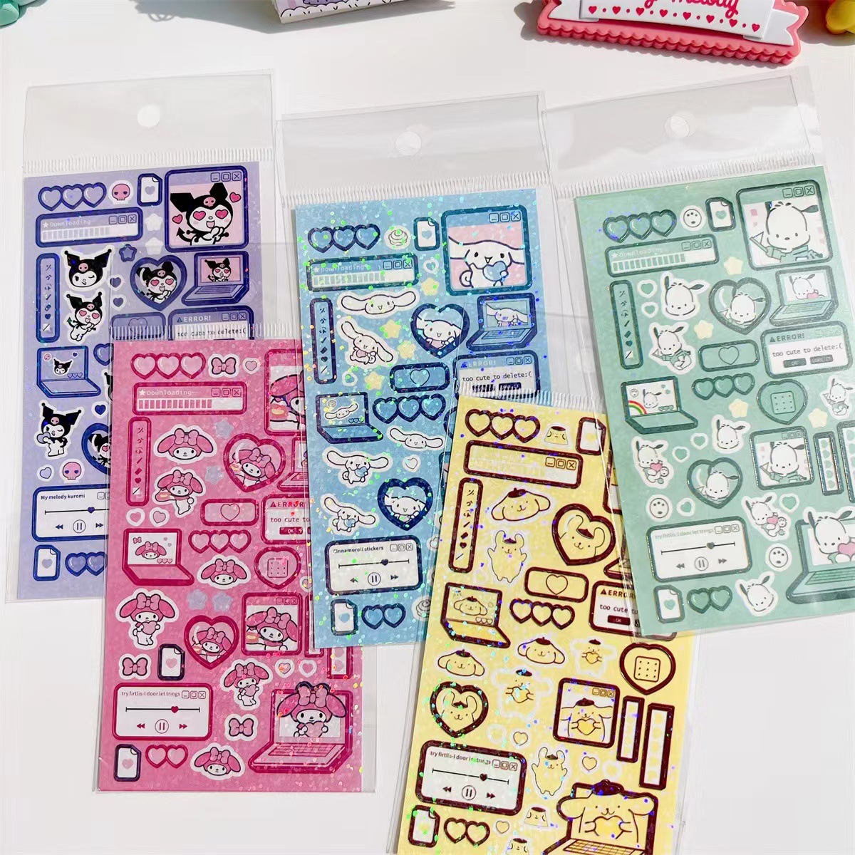 6 sheets/set Sanrio Laser Stickers Gooka Gooka Plate Cute Cartoon ...