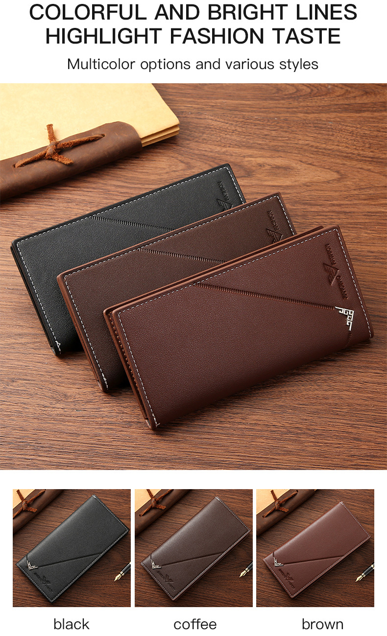Men'S Wallet Pu Leather Multi Card Multi Functional Long Travel Thin ...