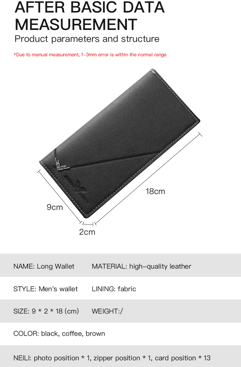 Men'S Wallet Pu Leather Multi Card Multi Functional Long Travel Thin ...