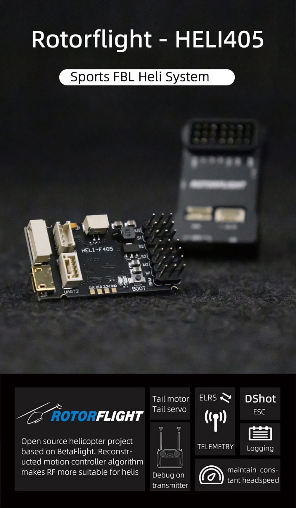 Rotorflight HELI 405 RF helicopter 3D Flight Controller Sports FBL Heli ...