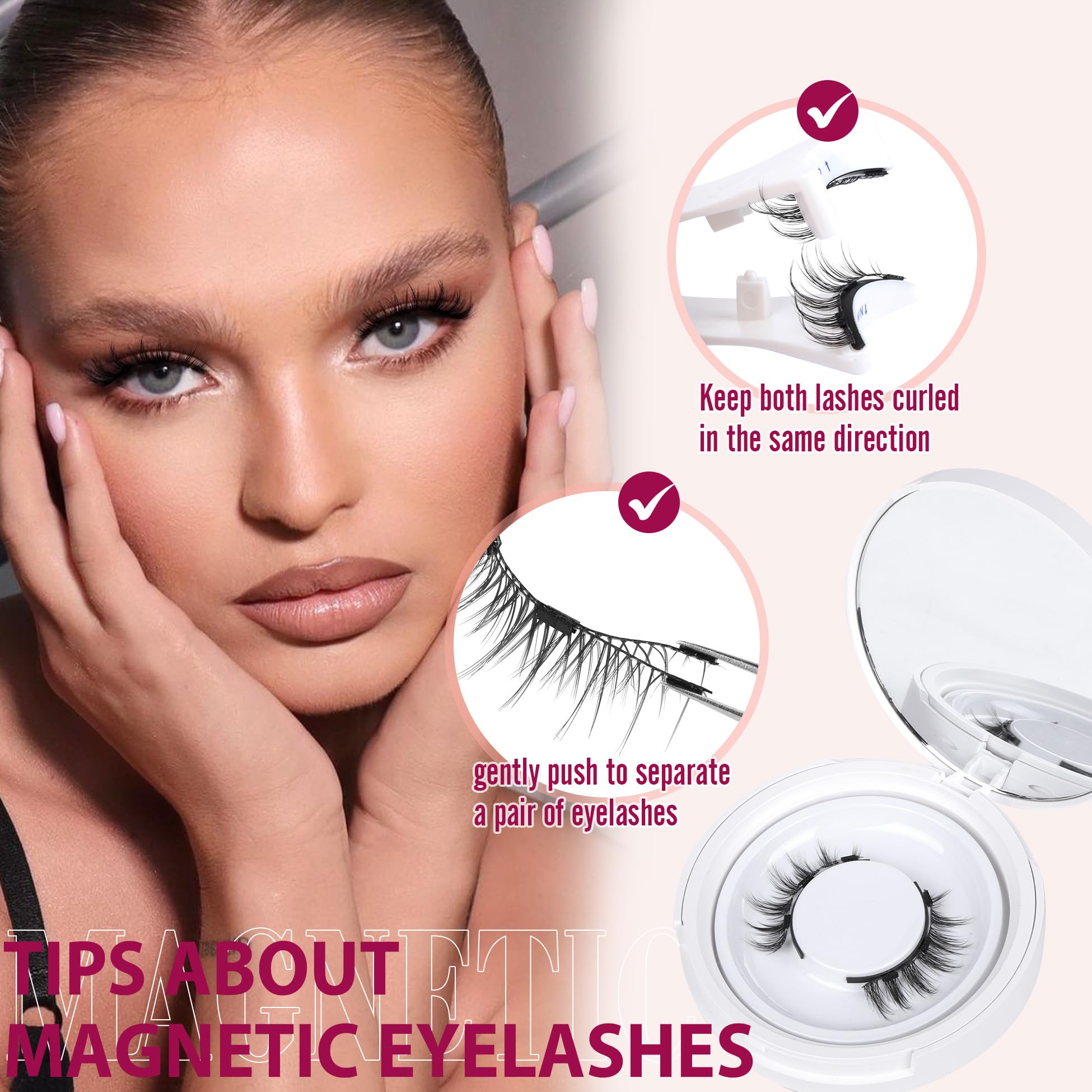 Natural Magnetic Eyelashes without Eyeliner Magnetic Lashes Natural Look Reusable Magnetic ...