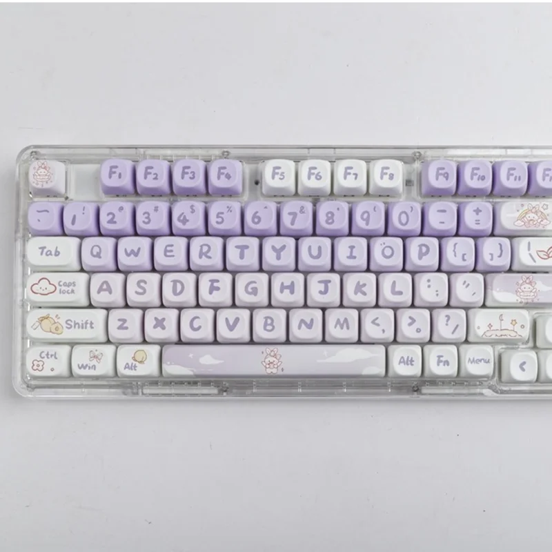 【PH STOCK】Keycaps 137 Keys Purple Rabbit MOA Profile Dye-sublimation ...