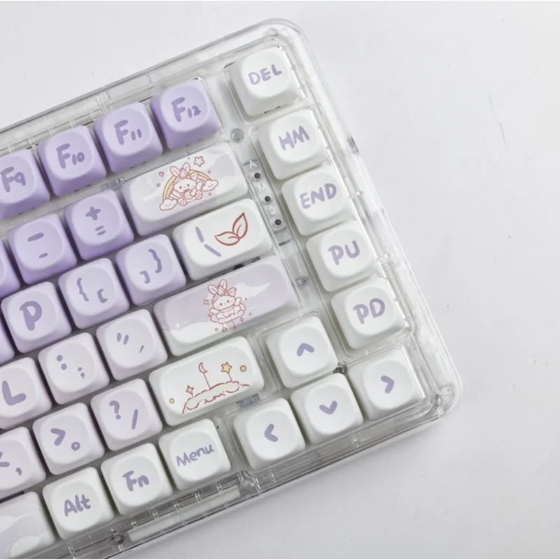 【PH STOCK】Keycaps 137 Keys Purple Rabbit MOA Profile Dye-sublimation ...