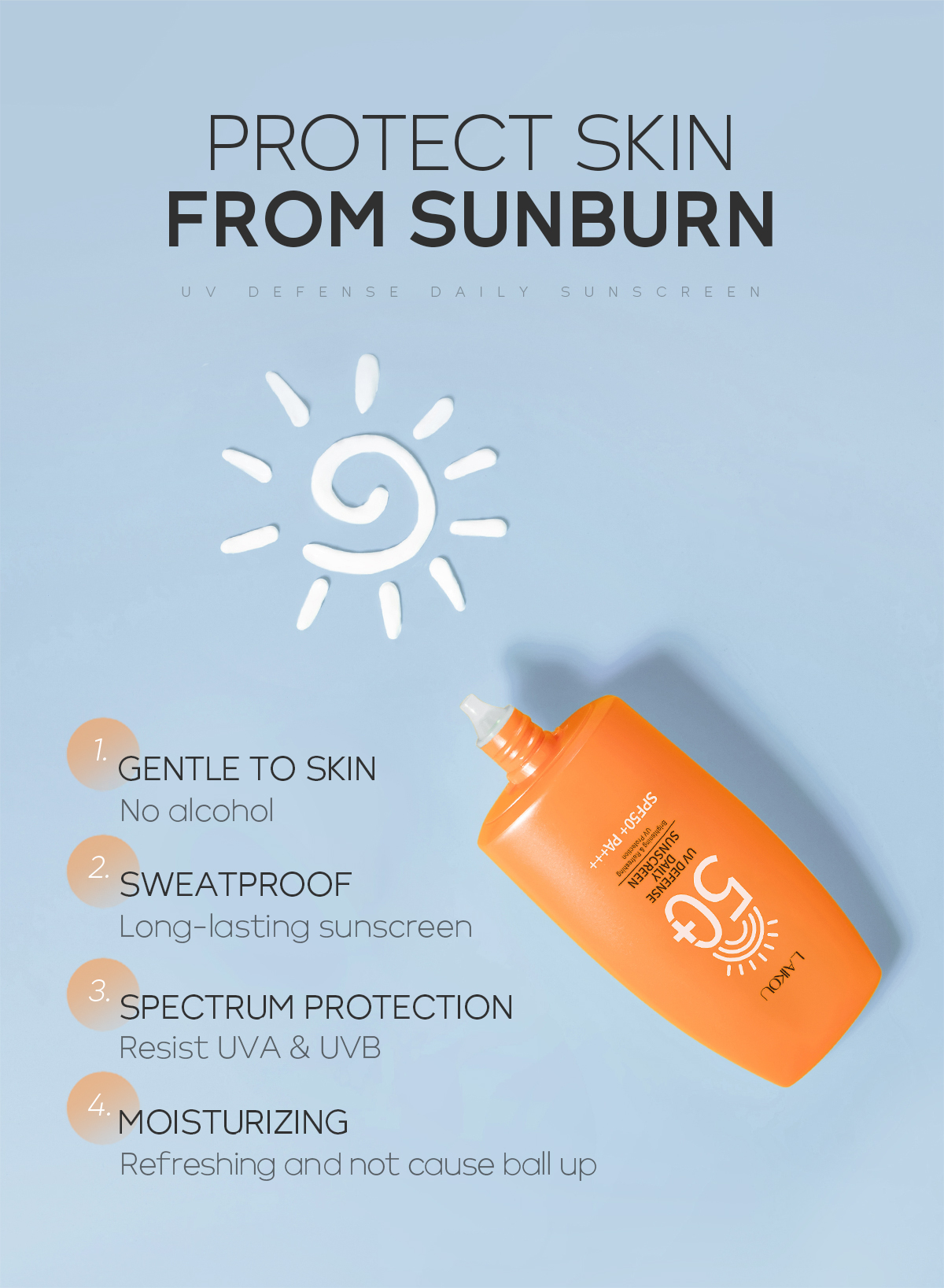 LAIKOU Face Sunscreen Lotion SPF50+ UV Protector Whitening Body Water ...