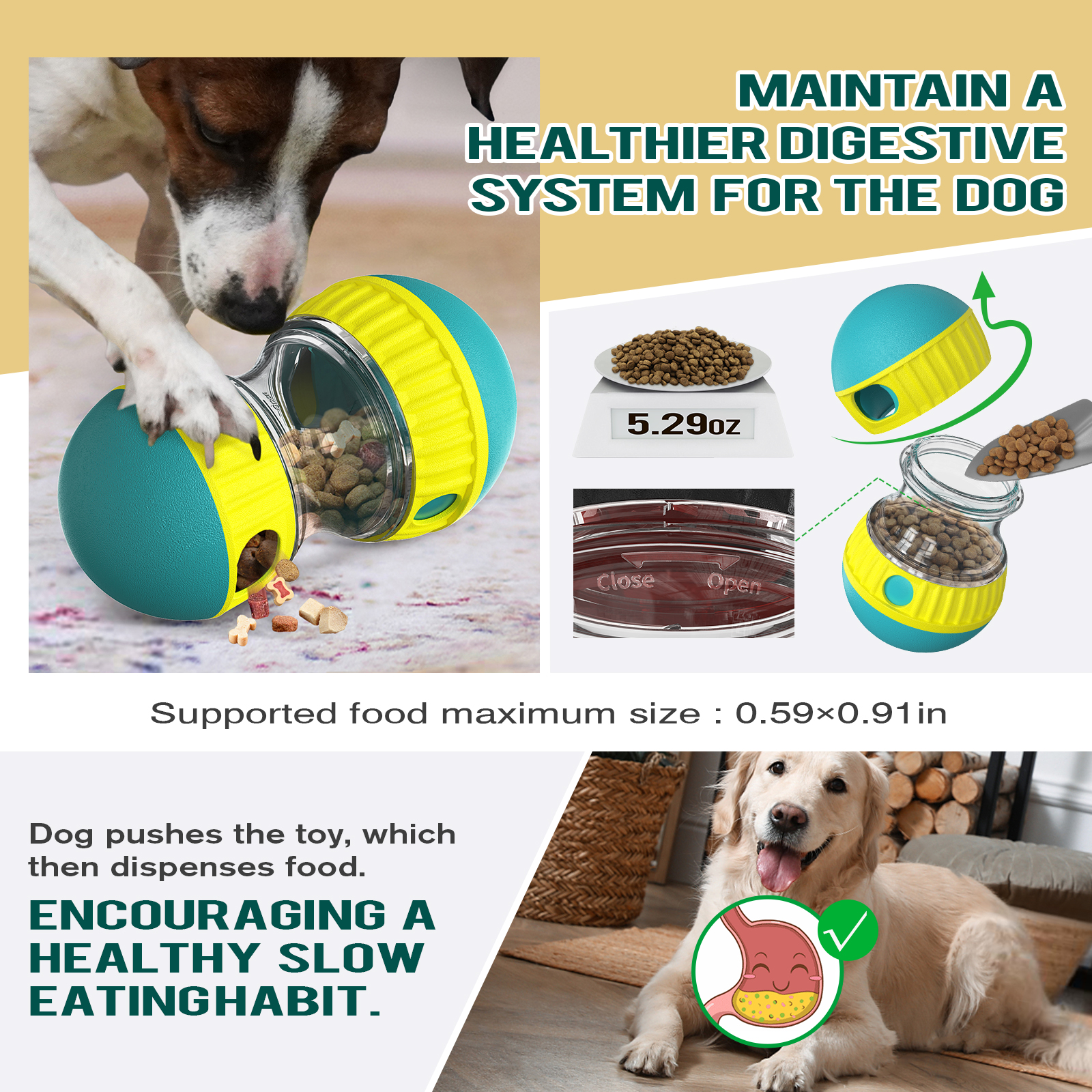 Dog Toy For Small Medium Large Dogs Food Leaking Ball Slow Feed Puppy ...