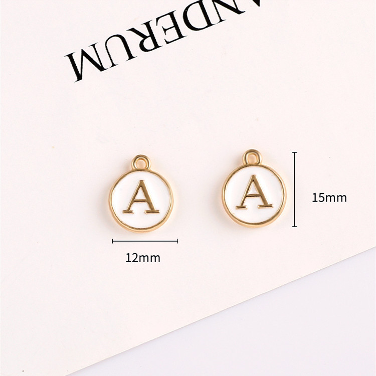 1PCS Initials Beads Pendant Alphabet Letter Round Shape Alloy Charm For ...