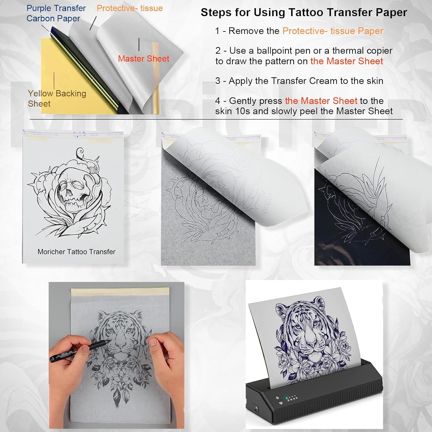 10pcs Tattoo Transfer Paper Spirit Master Tattoo Stencil Copier Carbon ...