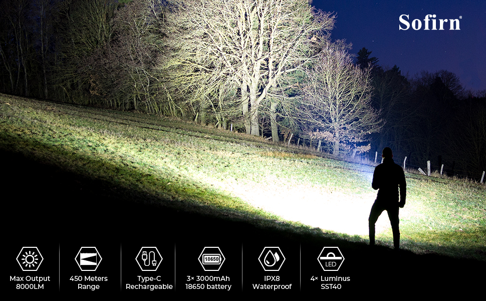Sofirn SP36Pro LED Flashlight Powerful 8000 lumen Blf Anduril Driver 4 ...