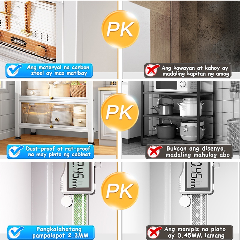 LOWEST PRICE 3/4/5 Layers Kitchen Rack Dustproof Storage Cabinet Carbon ...