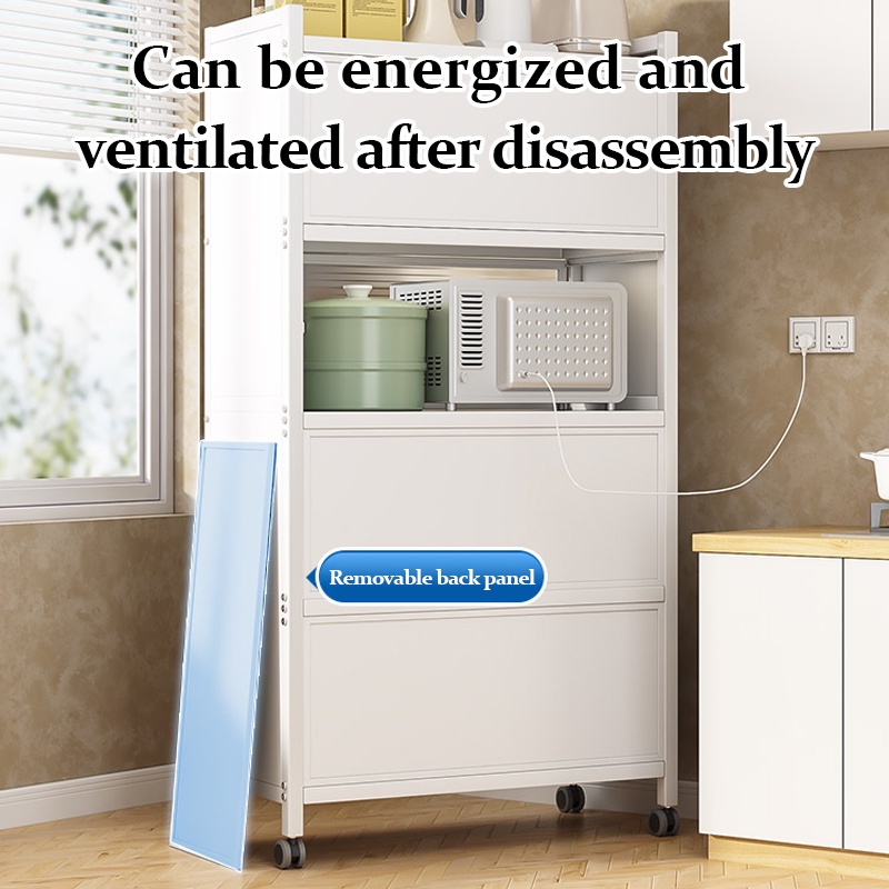 LOWEST PRICE 3/4/5 Layers Kitchen Rack Dustproof Storage Cabinet Carbon ...