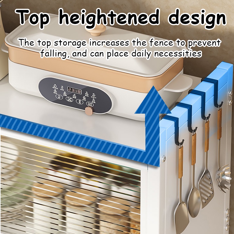 LOWEST PRICE 3/4/5 Layers Kitchen Rack Dustproof Storage Cabinet Carbon ...