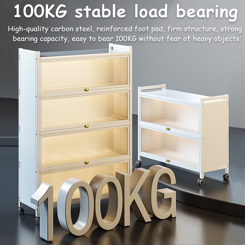 LOWEST PRICE 3/4/5 Layers Kitchen Rack Dustproof Storage Cabinet Carbon ...