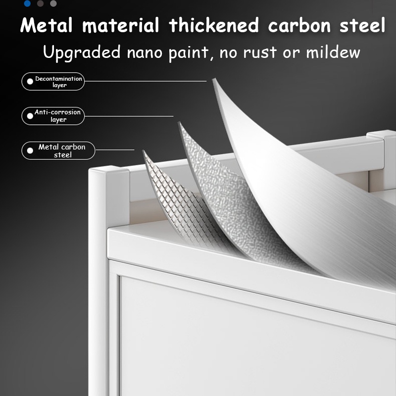 LOWEST PRICE 3/4/5 Layers Kitchen Rack Dustproof Storage Cabinet Carbon ...