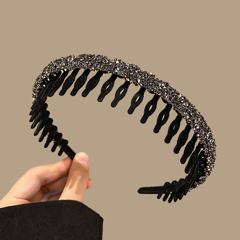 Luxury Flocking Full Diamond Shiny Headband Press Hair Clip Adult ...