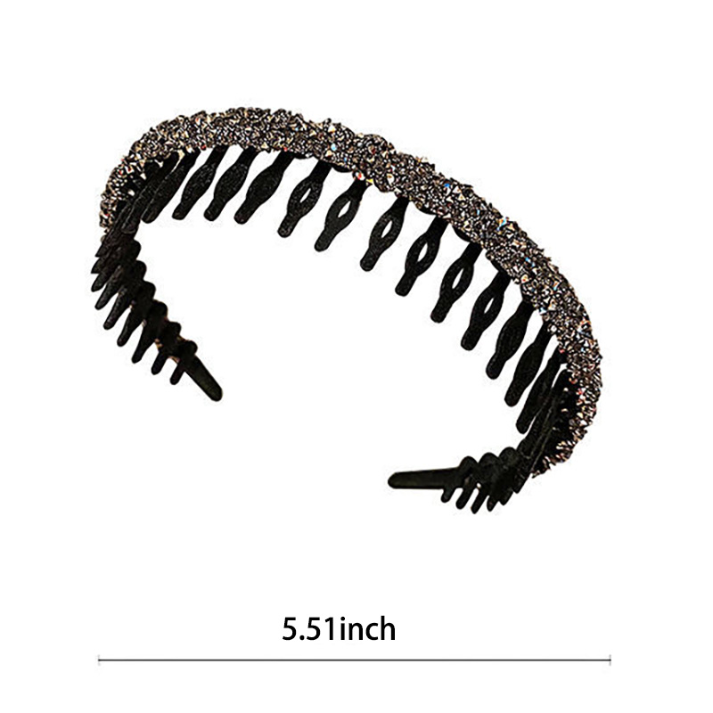 Luxury Flocking Full Diamond Shiny Headband Press Hair Clip Adult ...