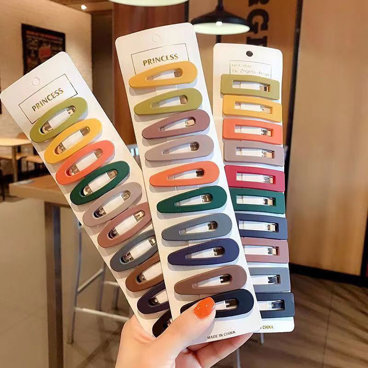 10pcs Colorful Hair Clip Set BB Clip Hairpin Geometric Frosted Hair ...