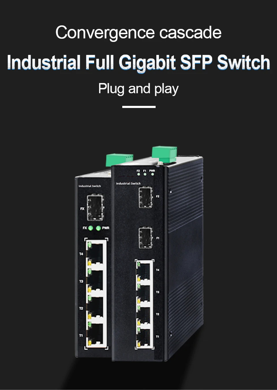 JT-COM Gigabit 4 port Ruggedized Switch Industrial 2 SFP And 4 RJ45 DiN ...