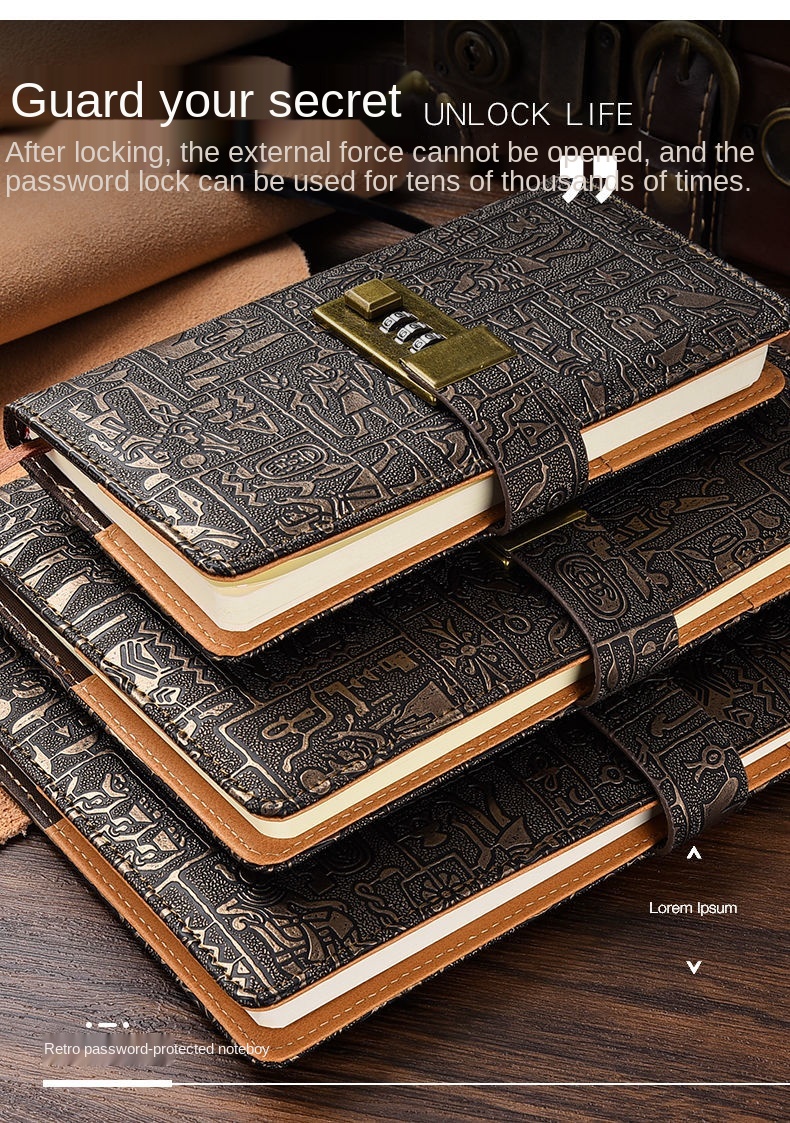 200 Pages A6/A5/B5 Code with Lock Diary Book Notepad Agenda Planner ...
