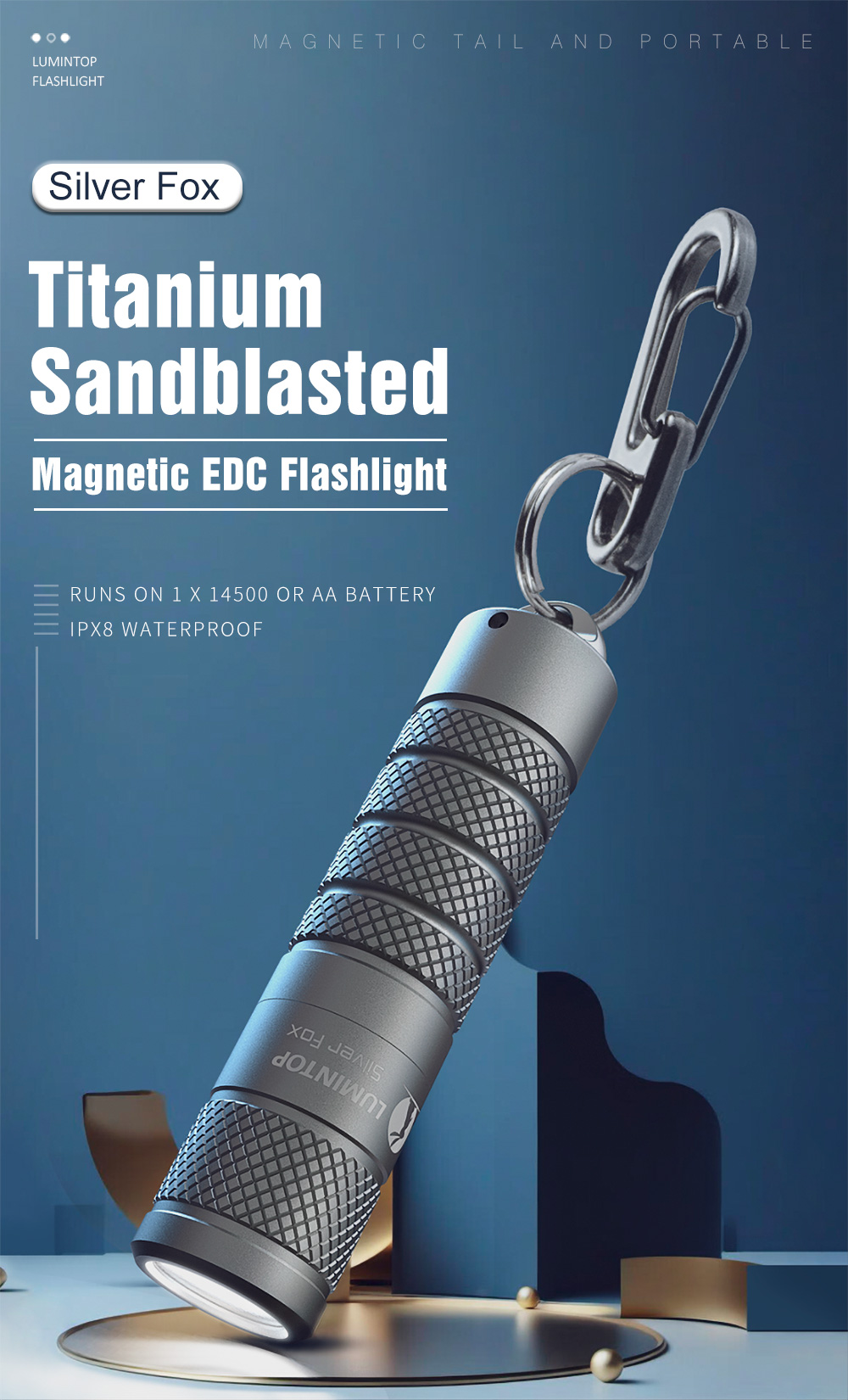 Titanium14500 Flashlight Silver fox AA flashlight Titanium version ...