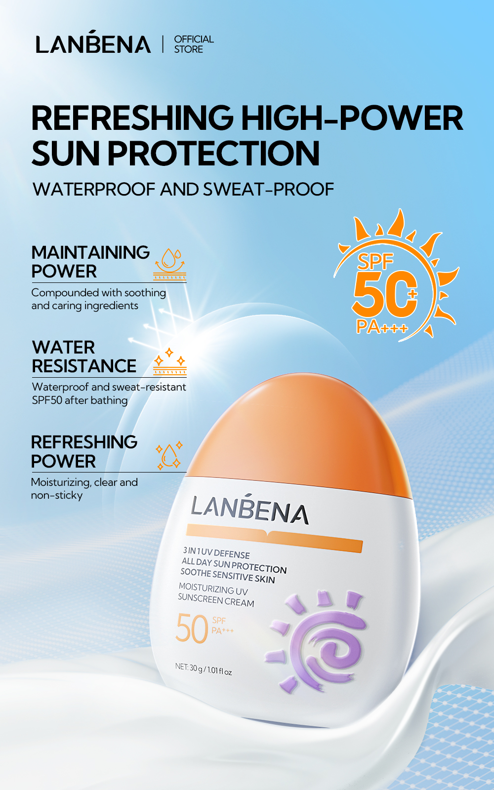 LANBENA Sunscreen Cream Vitamin C Whitening Sunscreen Sunblock Skin ...