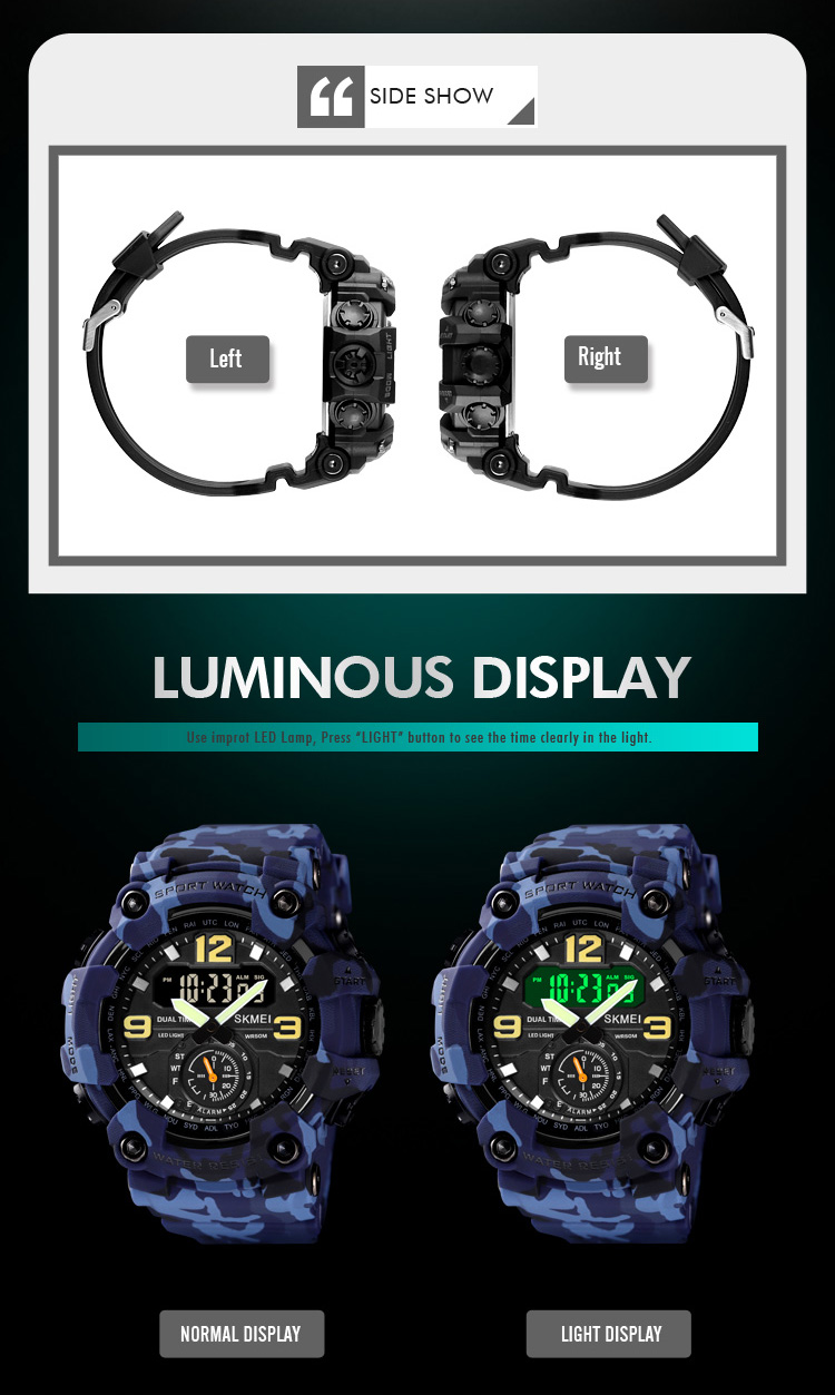 SKMEI Watch for Men Sports Shock Watch 3 Time Date Week Dual Display ...