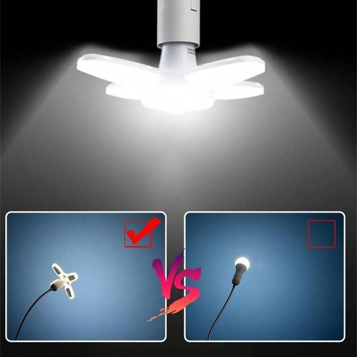 28W Foldable LED Bulb E27 Fan Blade LED Lamp AC 220V 110V Bombilla ...